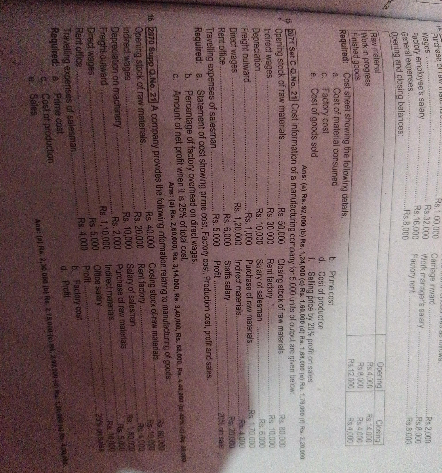 Raw material Work in progress Finished goods | StudyX