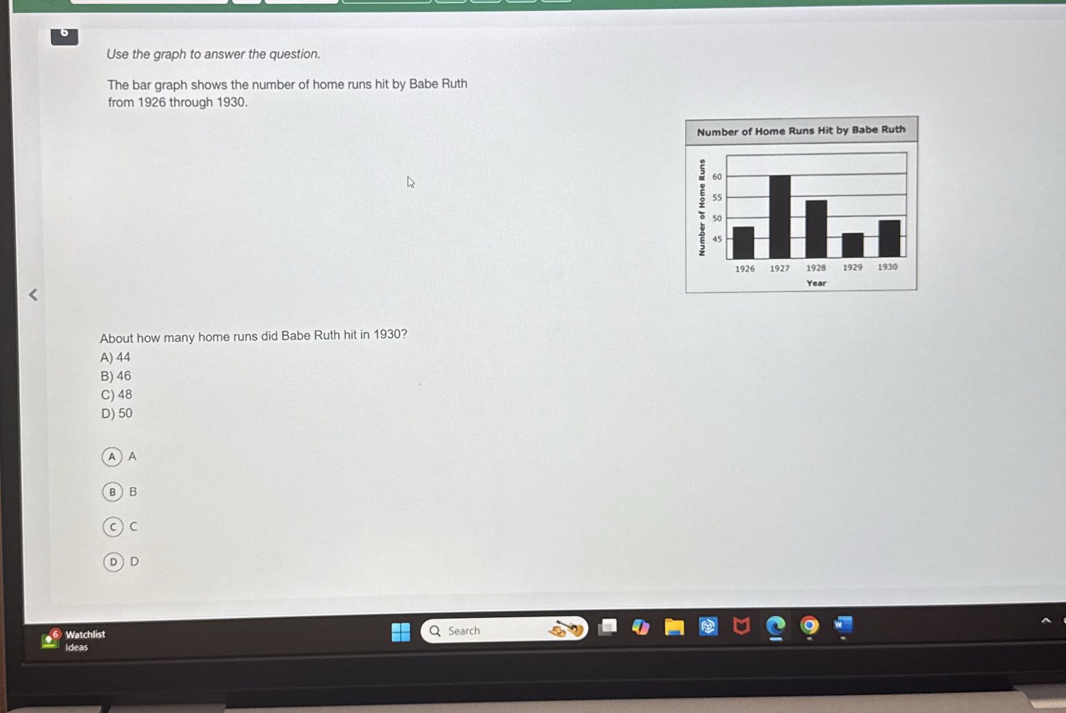 Use the graph to answer the question. The | StudyX