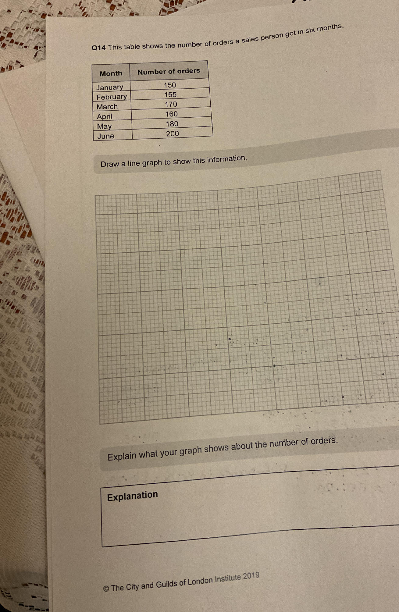 This table shows the number of orders a | StudyX