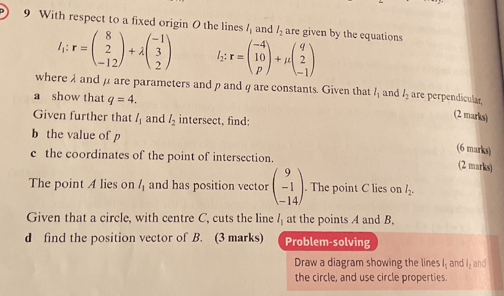 With respect to a fixed origin O the lines | StudyX