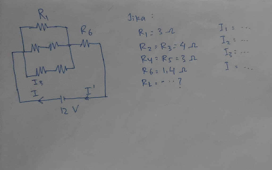 Jika: $R_1 = 3 $ $R_2 = R_3 = 4 $ $R_4 = | StudyX
