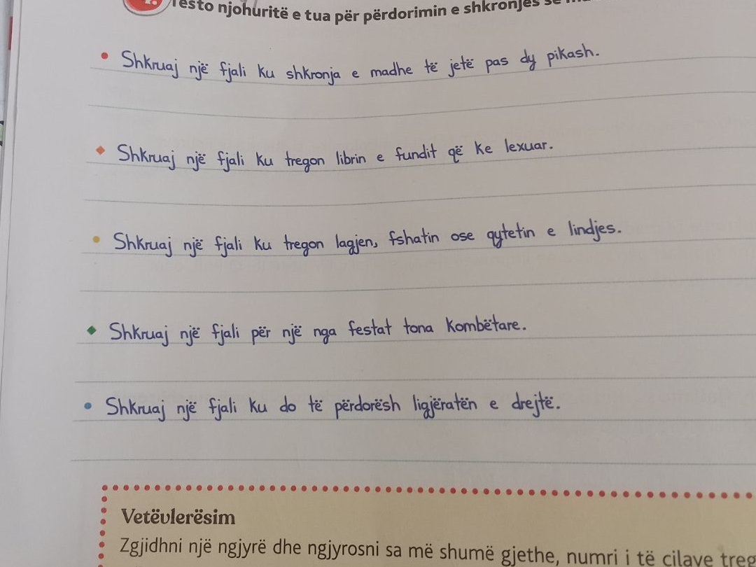 Shkruaj një fjali ku shkronja e madhe të | StudyX