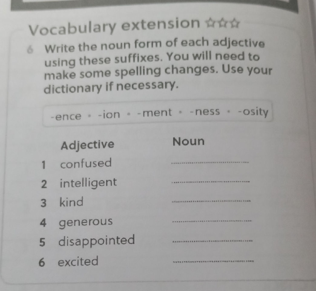 6 Write the noun form of each adjective | StudyX