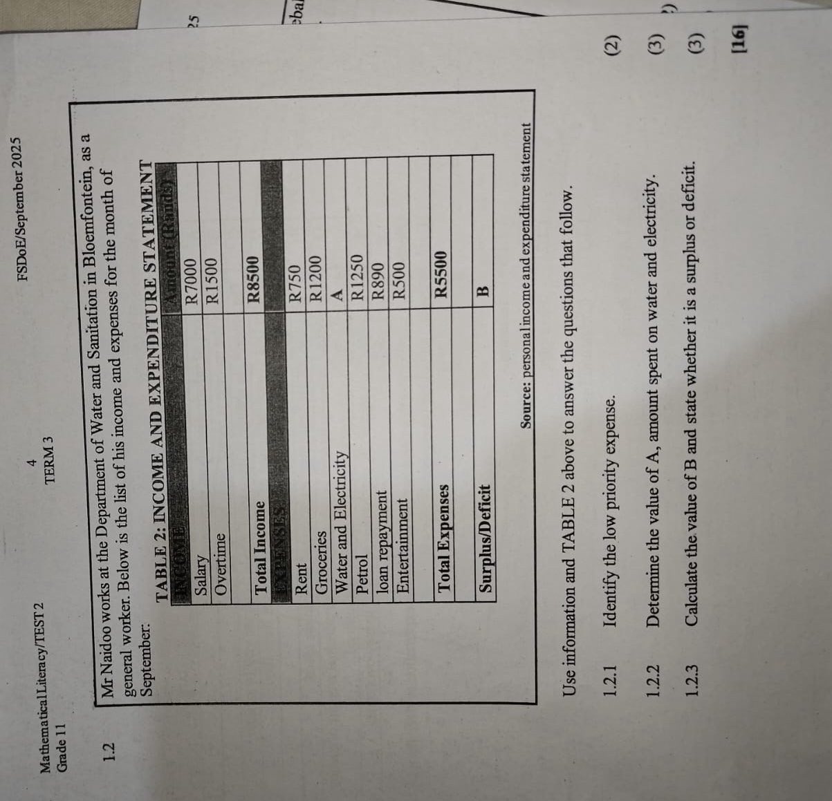 Mr Naidoo works at the Department of Water | StudyX