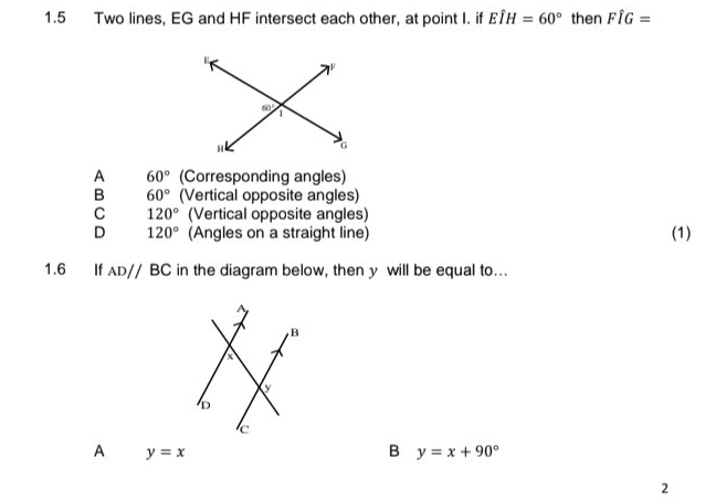 Two lines, EG and HF intersect each other, | StudyX