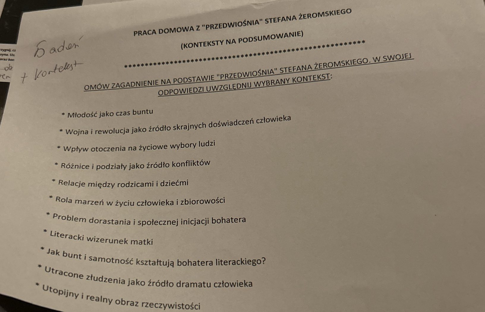 PRACA DOMOWA Z "PRZEDWIOŚNIA" STEFANA | StudyX