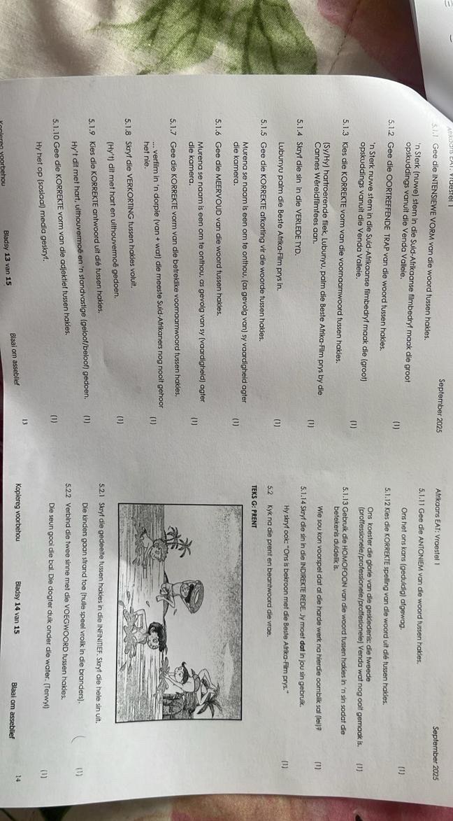 5.1.1 Gee die INTENSIEWE VORM van die woord | StudyX