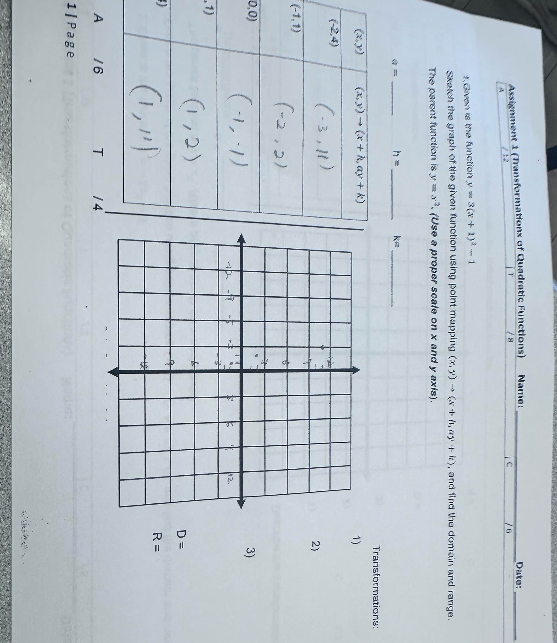Given is the function $y = 3(x + 1)^2 - 1$ | StudyX