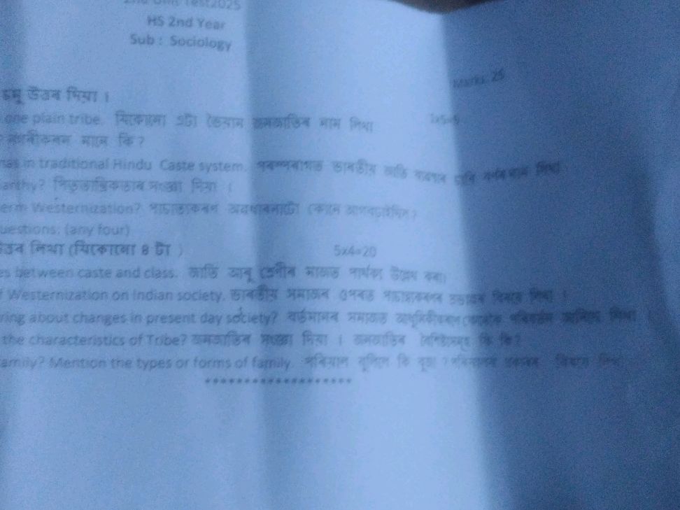 চমু উত্তৰ দিয়া। one plain tribe, যিকোনো এটা | StudyX