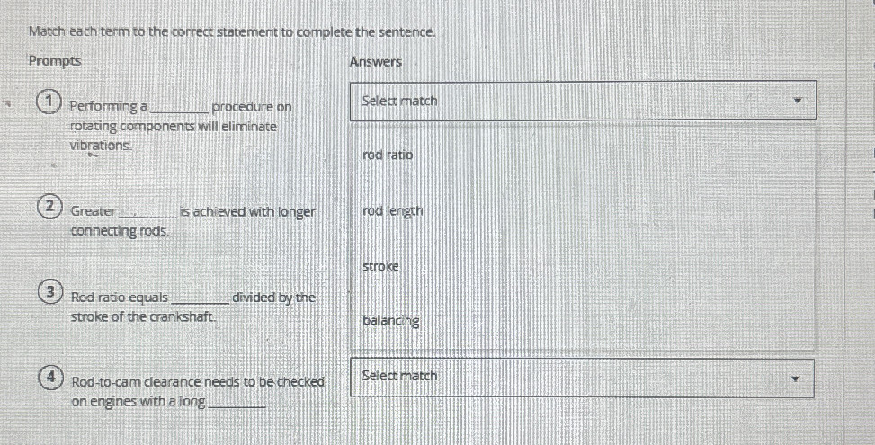 Match each term to the correct statement to | StudyX