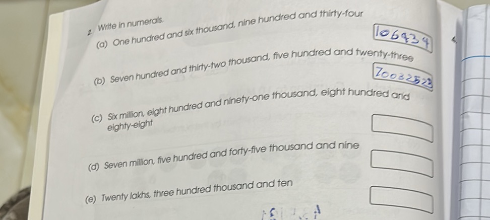 2 Write in numerals. (a) One hundred and | StudyX
