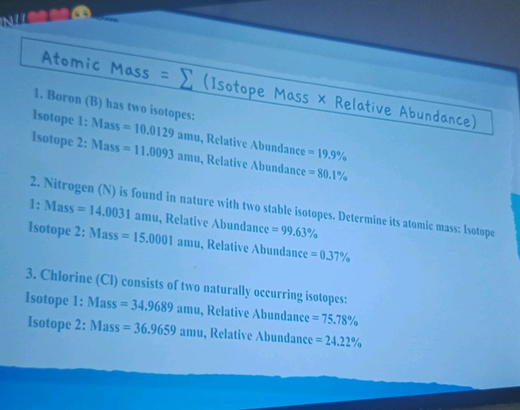 Atomic Mass = $ $ (Isotope Mass x Relative | StudyX