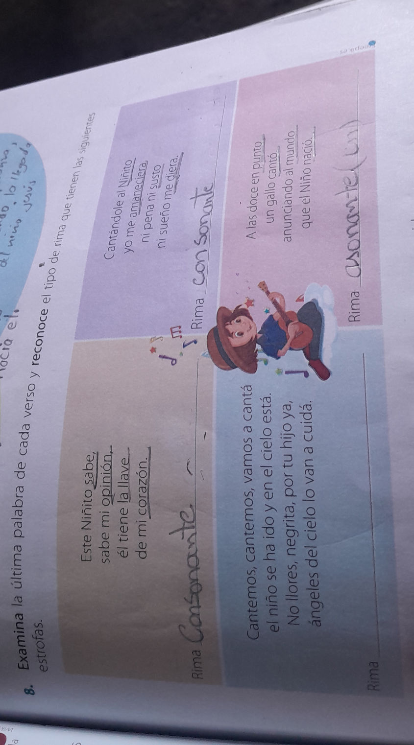Examina la última palabra de cada verso y