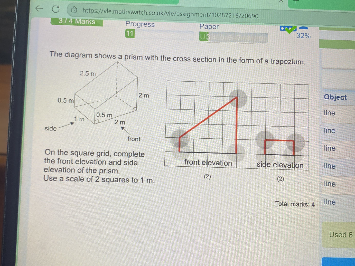 The diagram shows a prism with the cross | StudyX