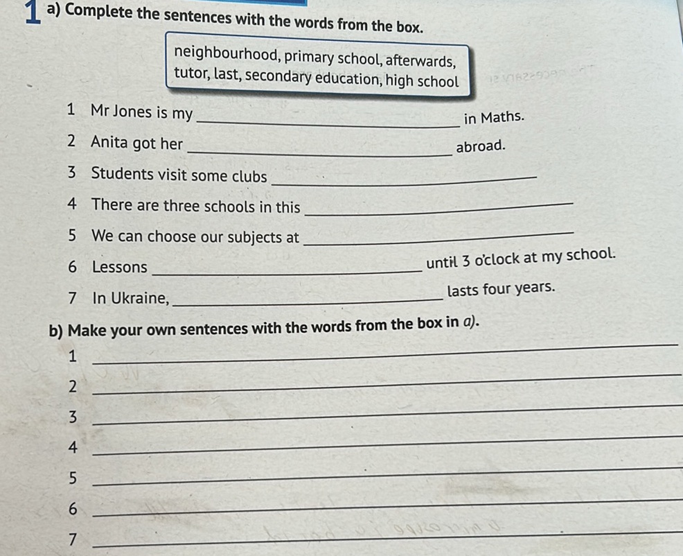 a) Complete the sentences with the words | StudyX