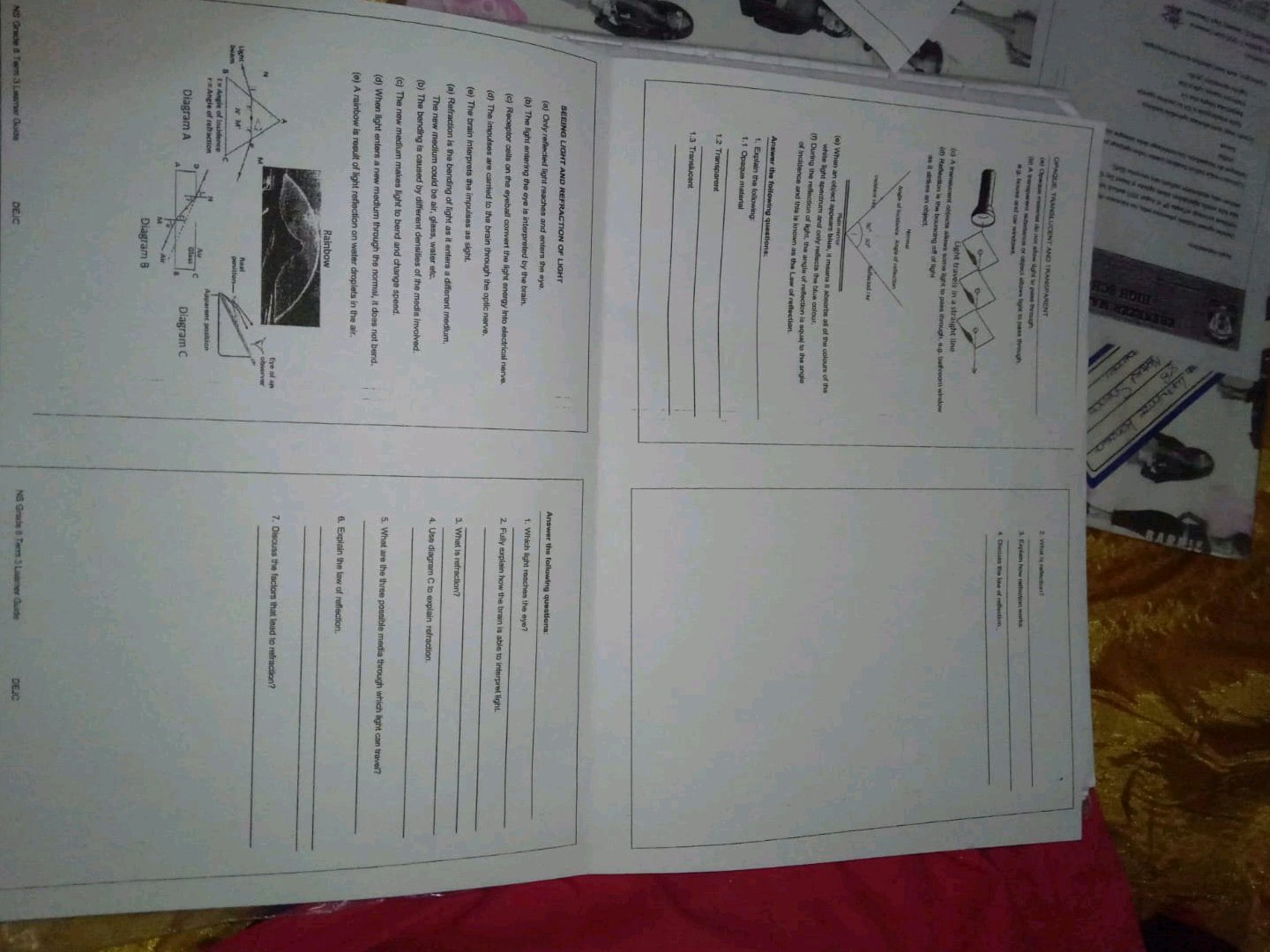 OPAQUE TRANSLUCENT AND TRANSPARENT Light | StudyX