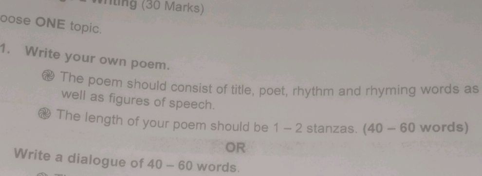 1. Write your own poem. The poem should | StudyX