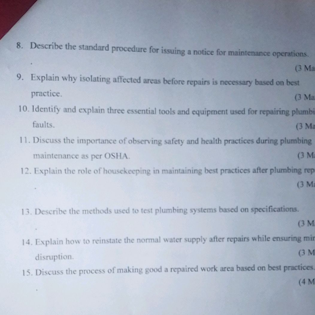 8. Describe the standard procedure for | StudyX