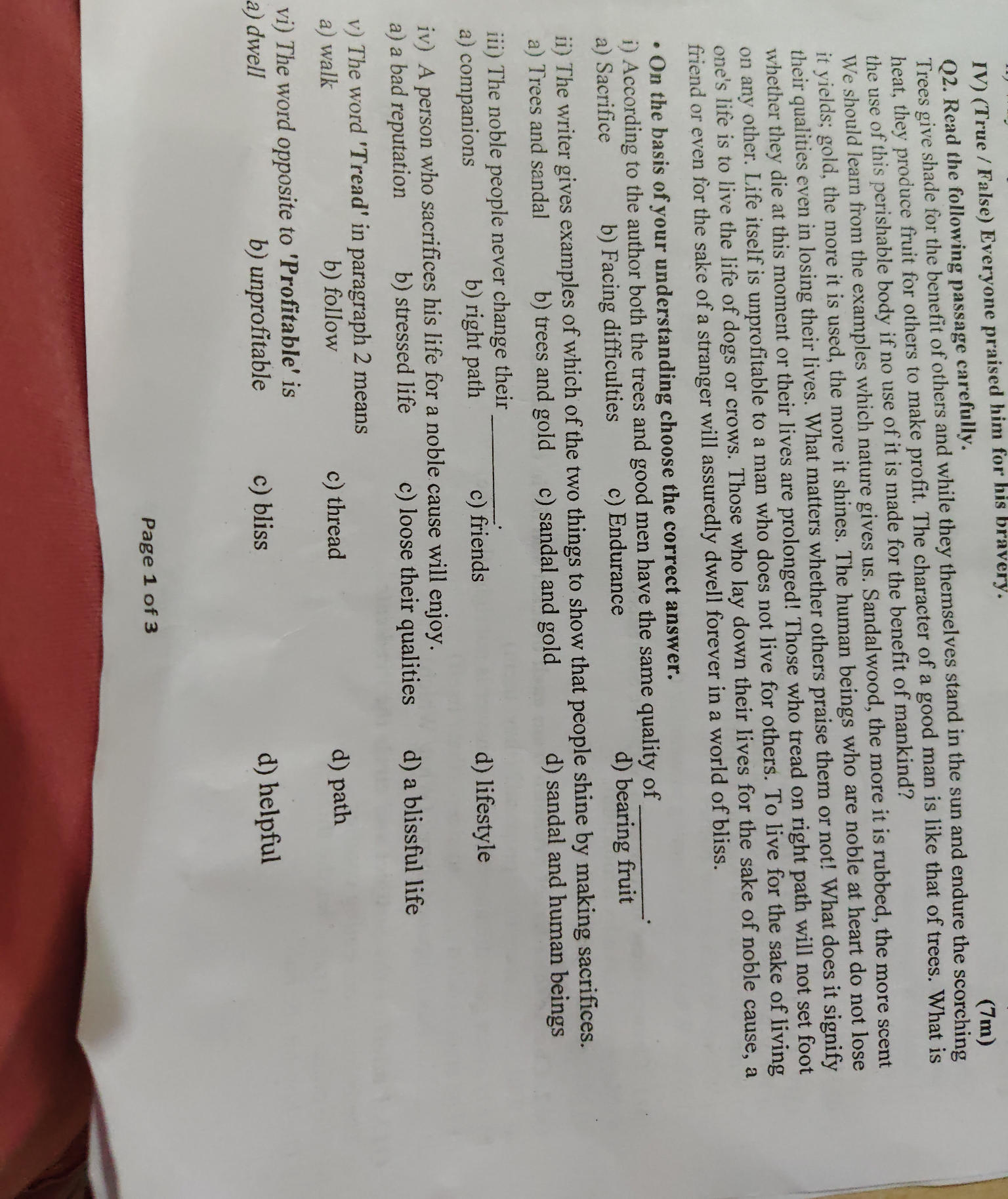 Q2. Read the following passage carefully. | StudyX