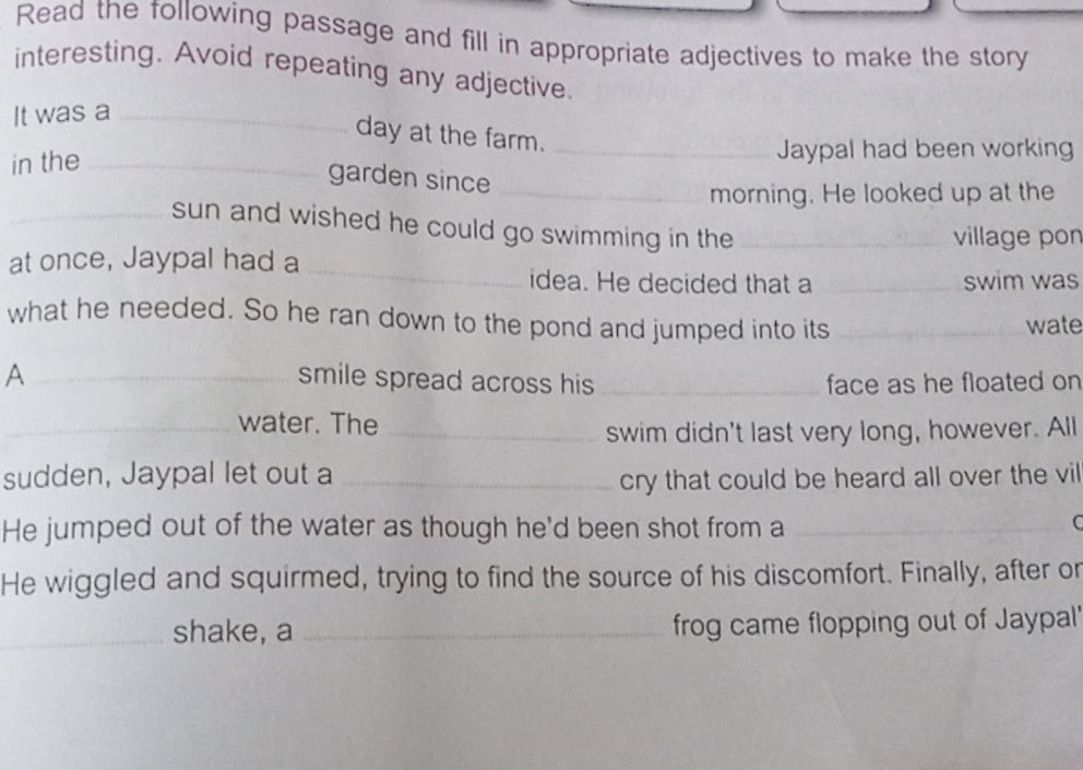 Read the following passage and fill in | StudyX