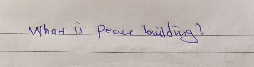 What is peace building? | StudyX