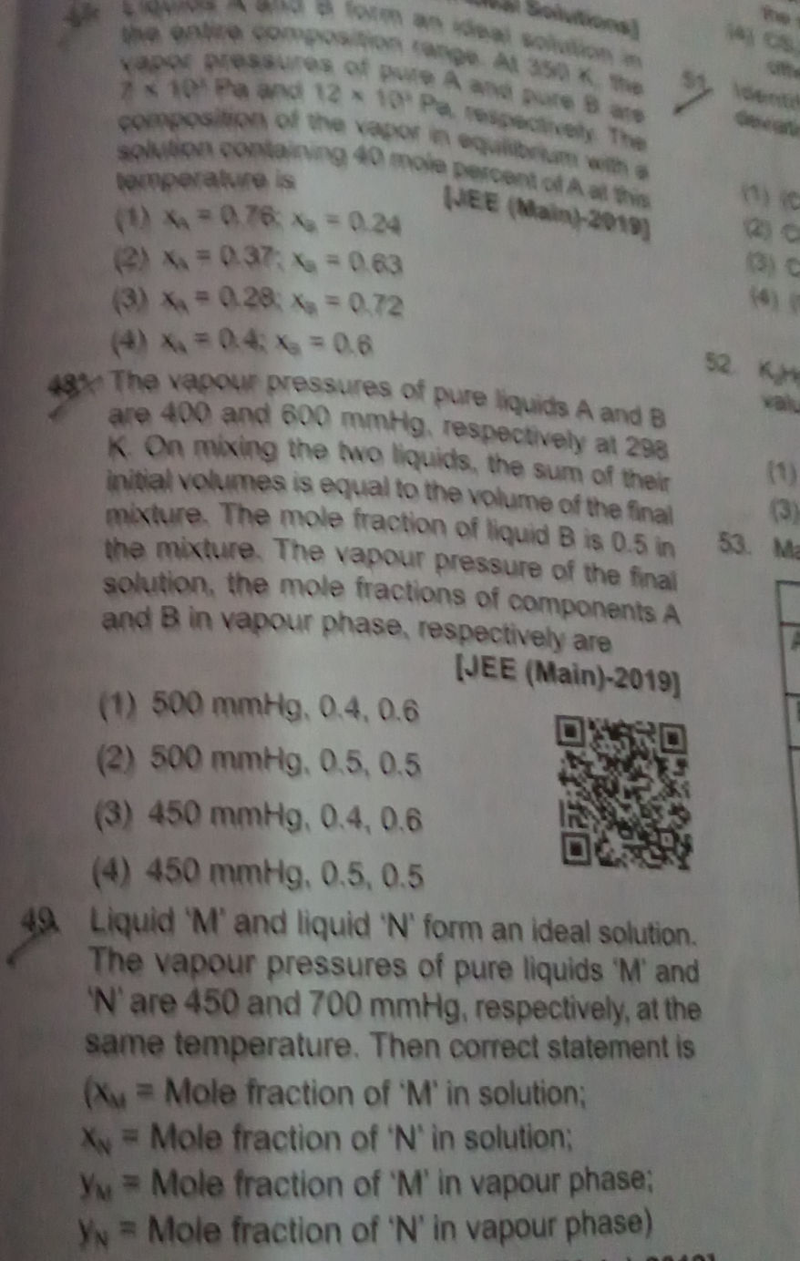 48. The vapour pressures of pure liquids A | StudyX
