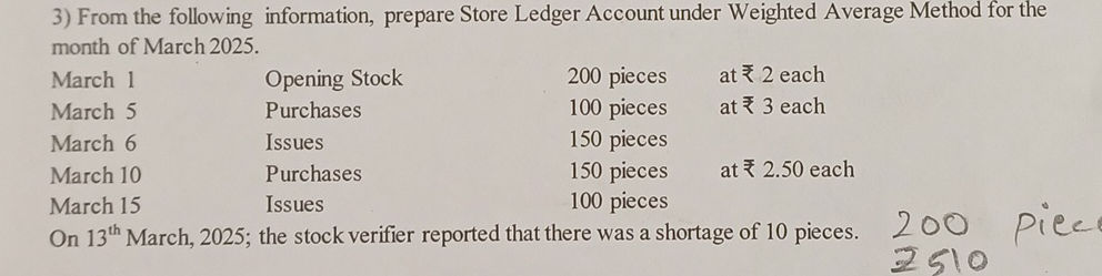 3) From the following information, prepare | StudyX