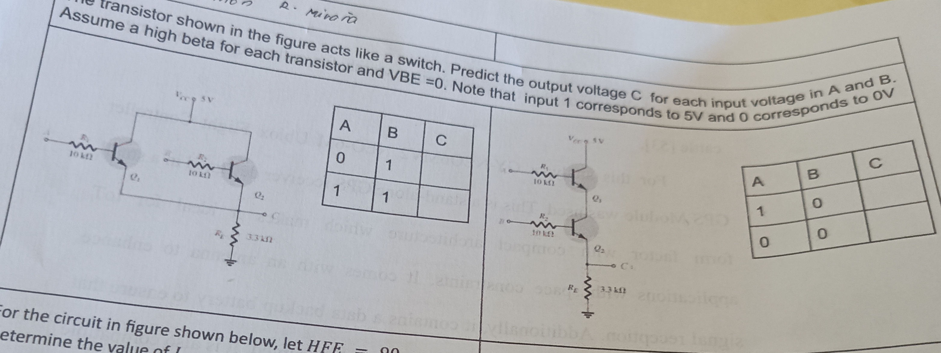 The transistor shown in the figure acts like | StudyX