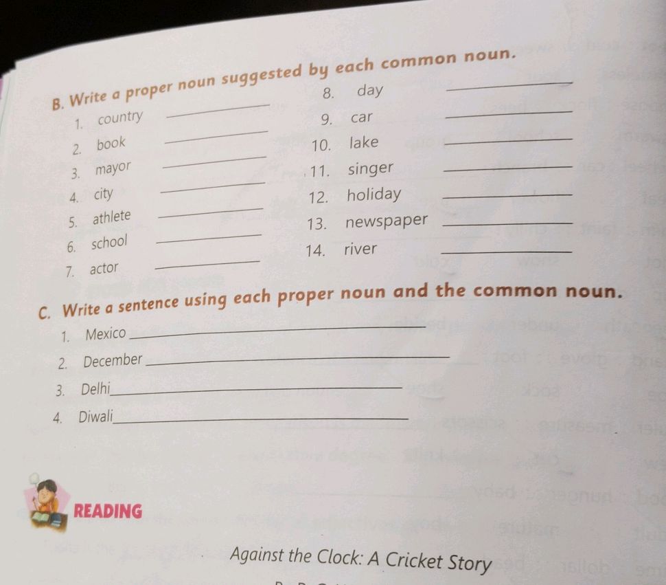 B. Write a proper noun suggested by each | StudyX