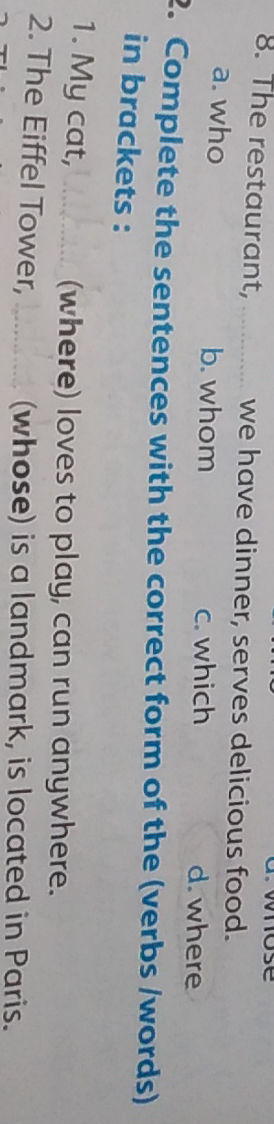 2. Complete the sentences with the correct | StudyX