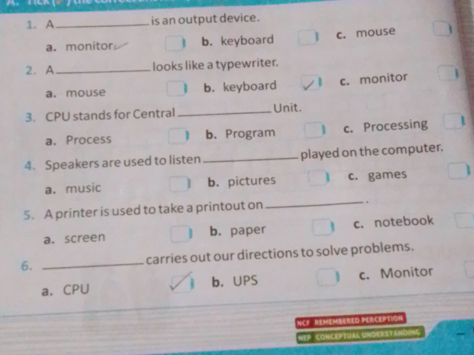 1. A. ______ is an output device. a. | StudyX