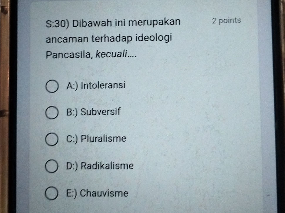 S:30) Dibawah ini merupakan ancaman terhadap | StudyX