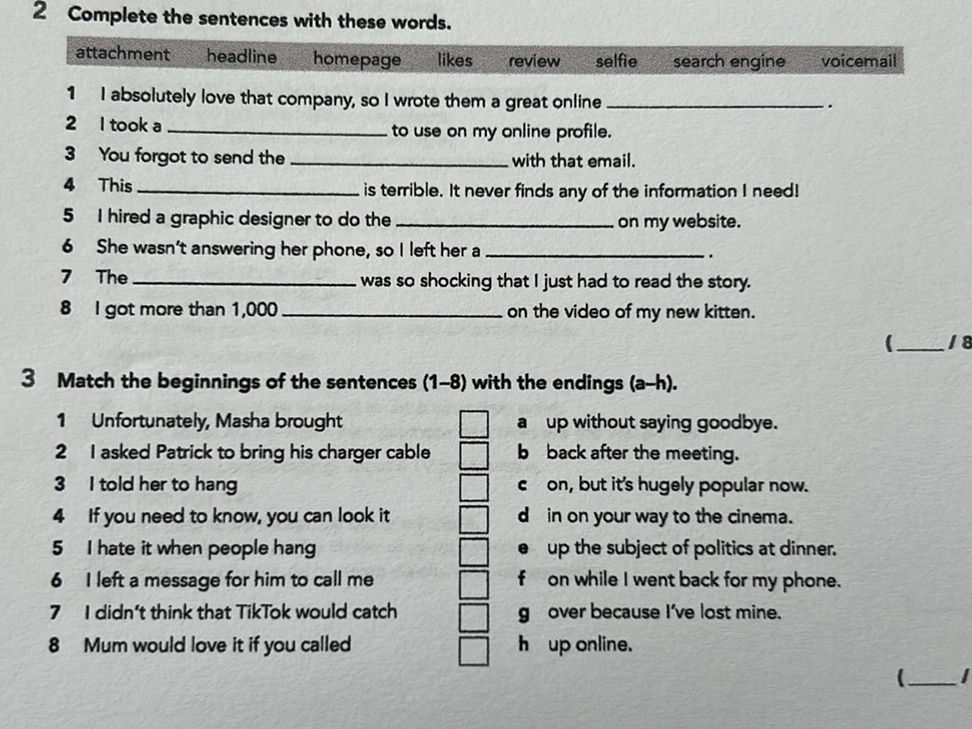 2 Complete the sentences with these words. | StudyX