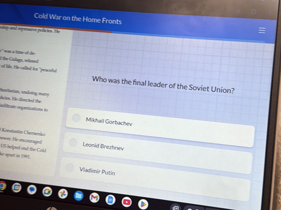 Who was the final leader of the Soviet | StudyX