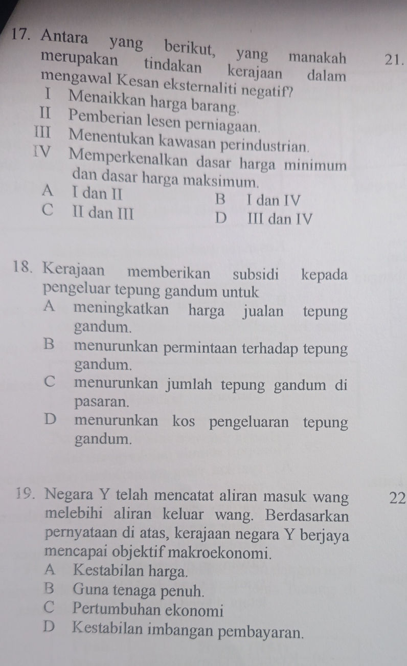 17. Antara yang berikut, yang manakah | StudyX