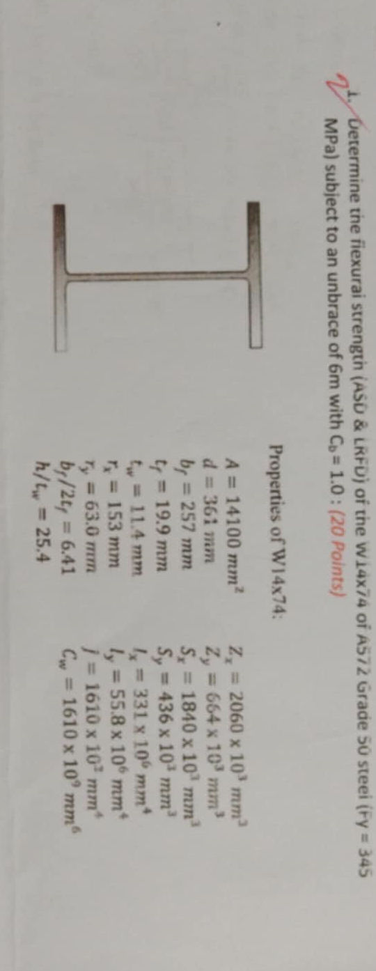 Determine the flexural strength (ASD LRFD) | StudyX