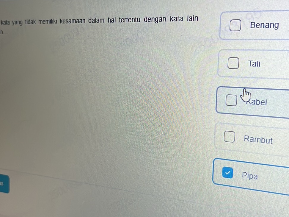 kata yang tidak memiliki kesamaan dalam hal | StudyX