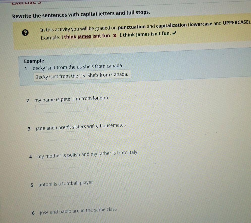 Rewrite the sentences with capital letters | StudyX