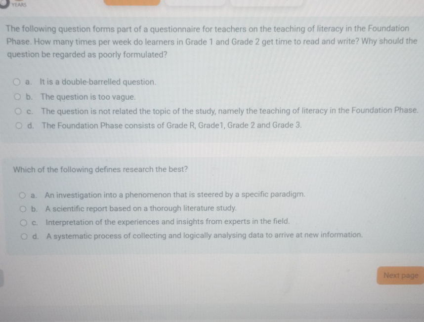 The following question forms part of a | StudyX