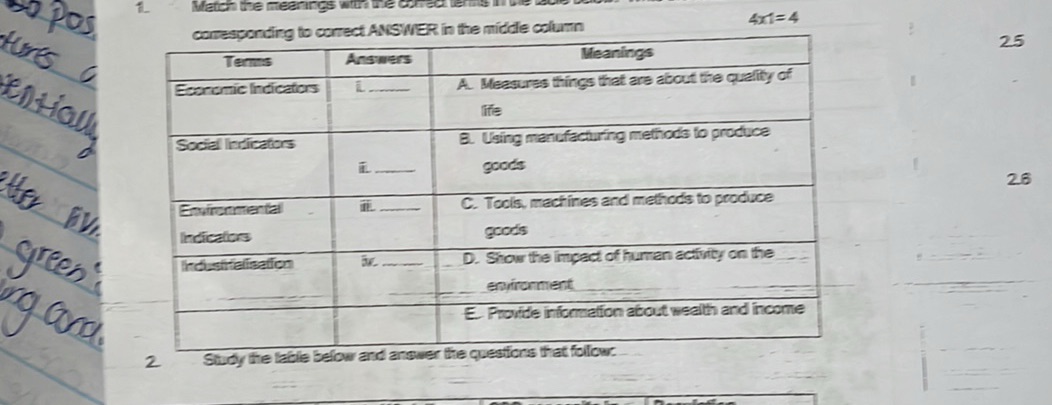 1. Match the meanings with the correct terms | StudyX