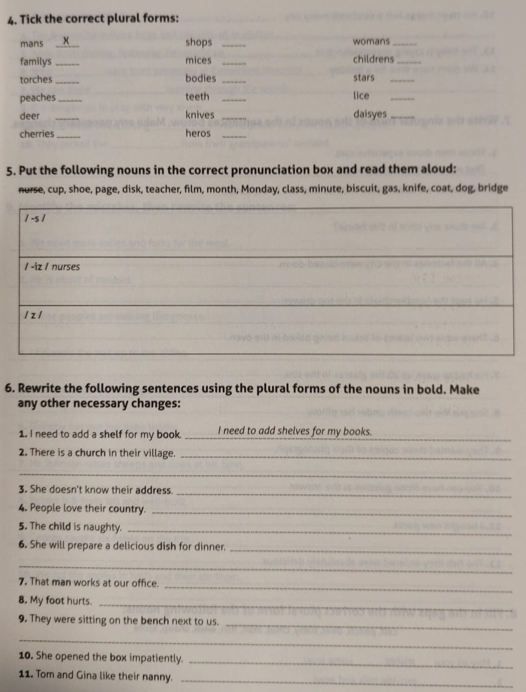 4. Tick the correct plural forms: mans X | StudyX