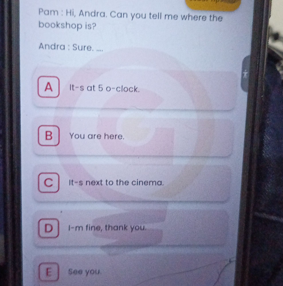 Pam: Hi, Andra. Can you tell me where the | StudyX