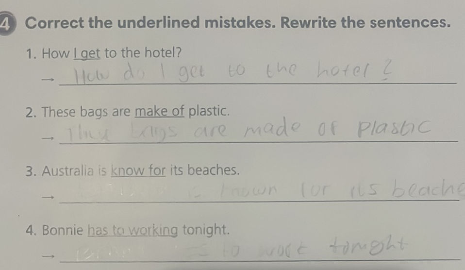 4 Correct the underlined mistakes. Rewrite | StudyX