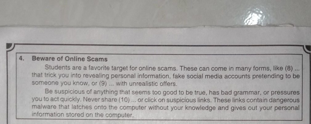 4. Beware of Online Scams Students are a | StudyX