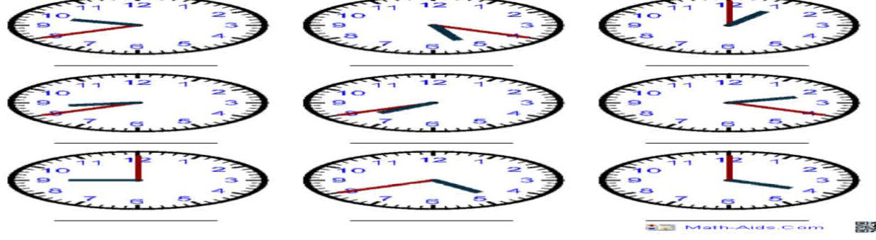 Determine the time shown on each clock. | StudyX