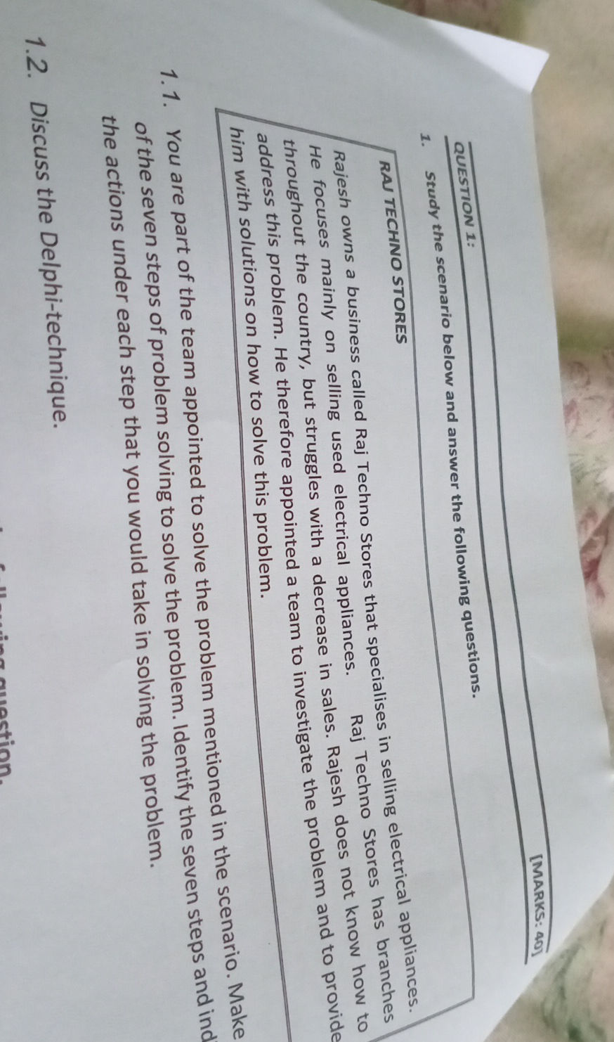 QUESTION 1: Study the scenario below and | StudyX