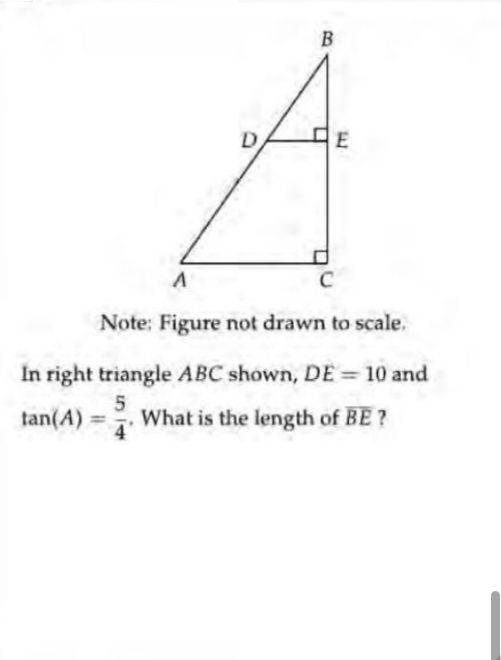 In right triangle ABC shown, DE = 10 and | StudyX