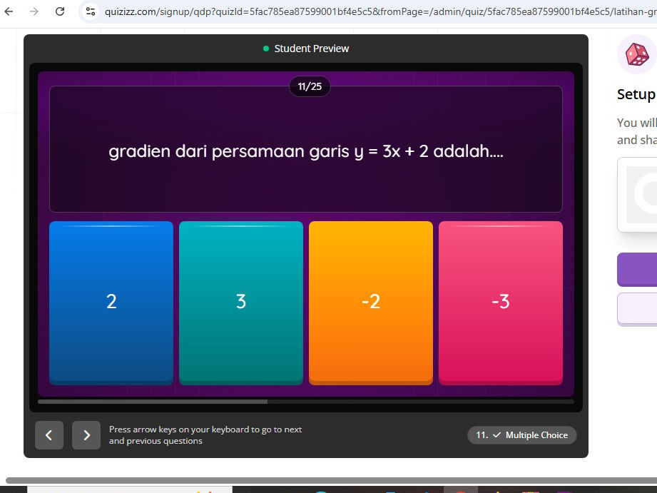 gradien dari persamaan garis y = 3x + 2 | StudyX