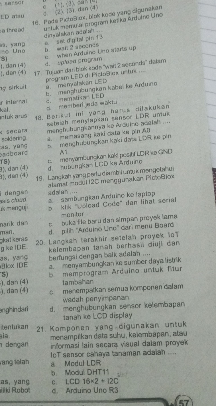 16. Pada PictoBlox, blok kode yang digunakan | StudyX