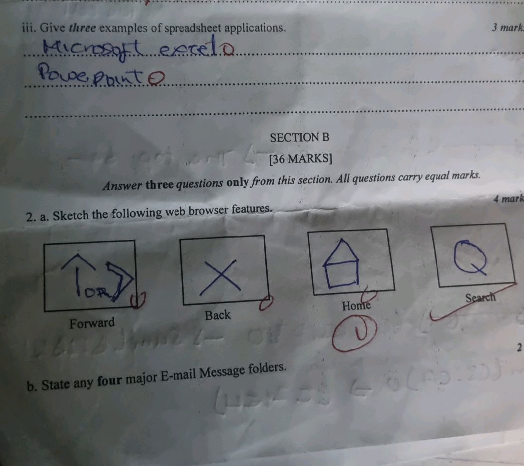 iii. Give three examples of spreadsheet | StudyX
